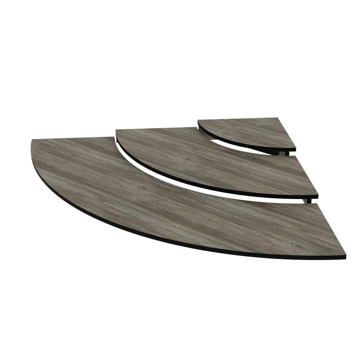 Pine HPL Three Tier Curved Riser 1/4 1124x100x795mm — Dalebrook