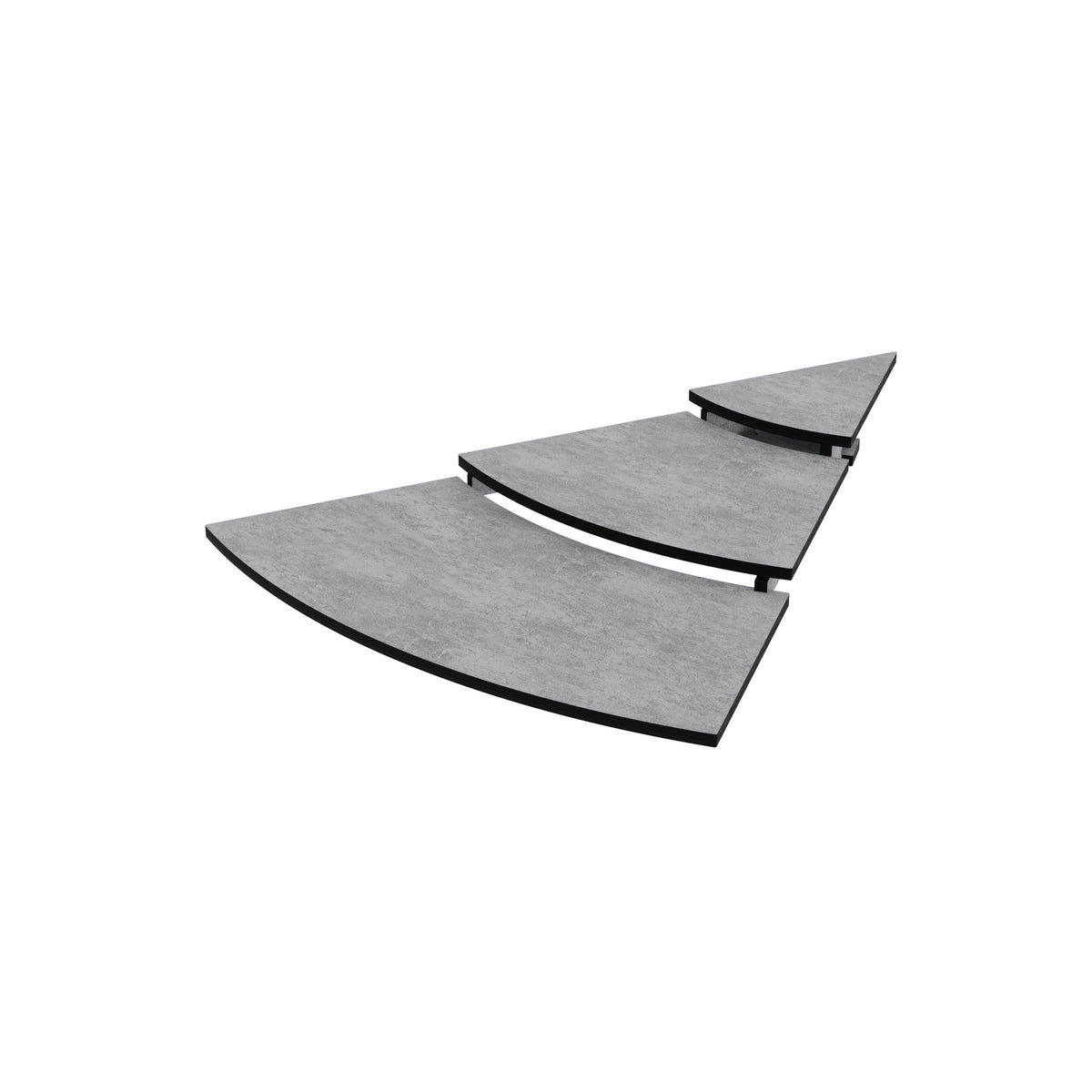 Grey HPL Three Tier Curved Riser Set 1/8 Circle 265x100x795mm — Dalebrook