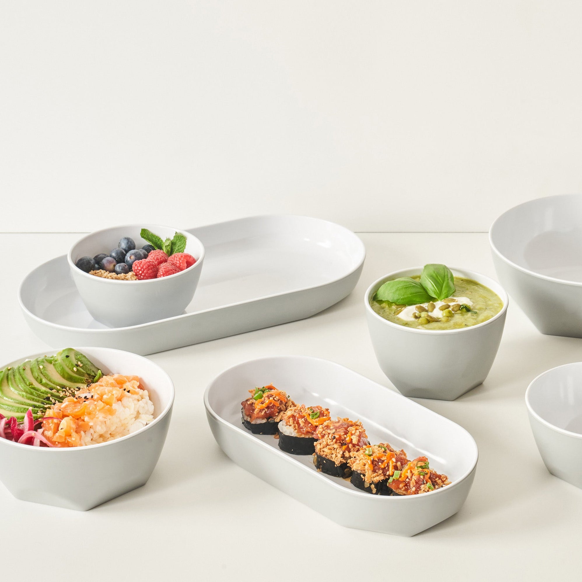 Hive Grey and White Melamine Tray 237x122x42mm 700ml (6 Pack) — Dalebrook