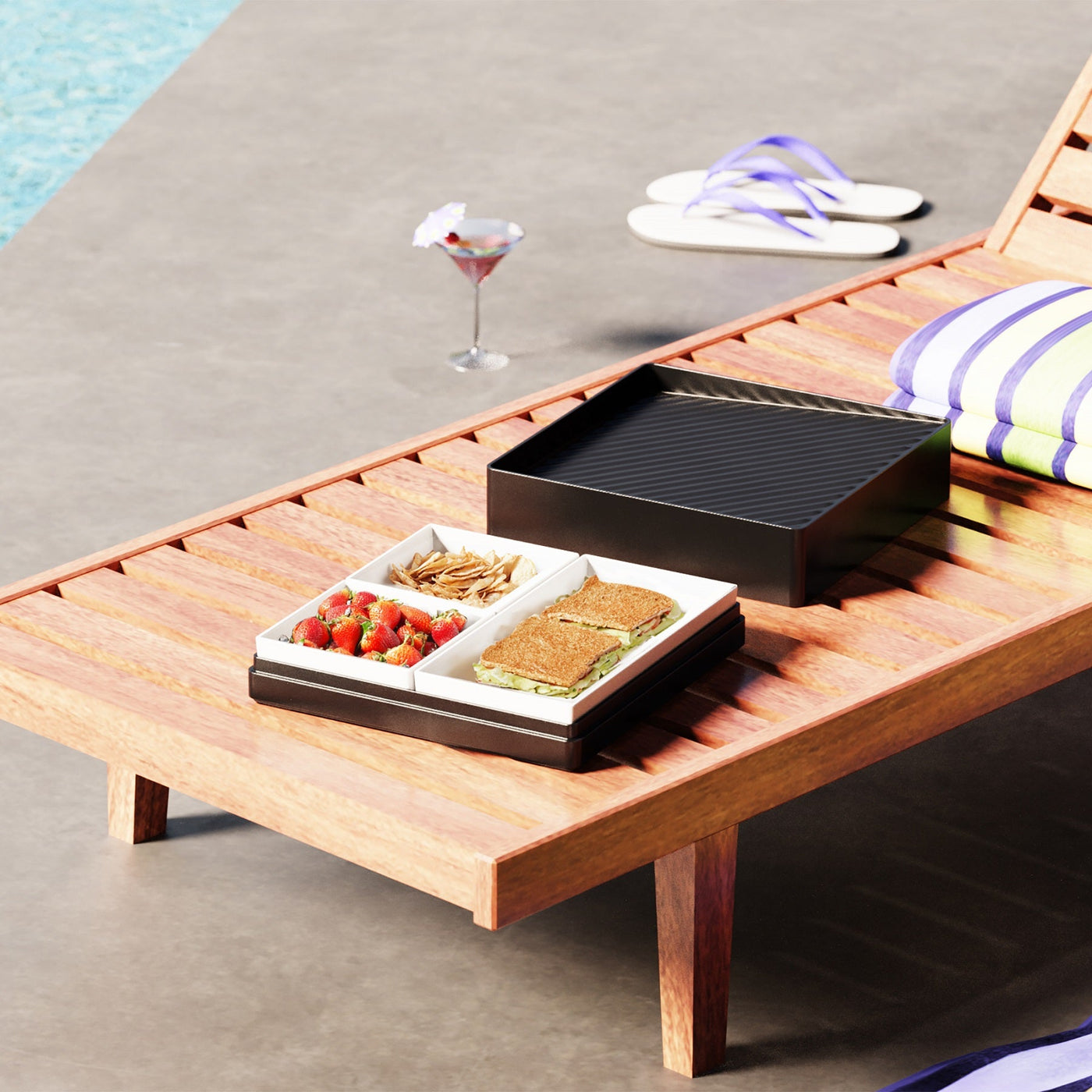 Black Kiru Bento Set (With White Inserts) 253x253x95mm — Dalebrook